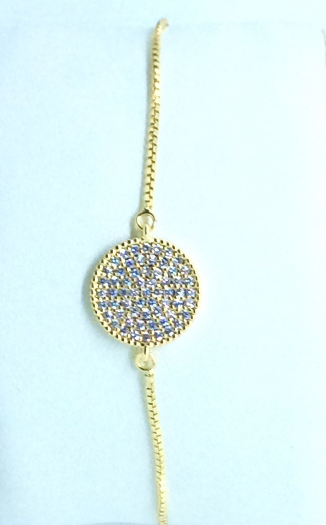 Gold Filled Crystal Medallion with Pull Chain Bracelet – MAC Jewelry